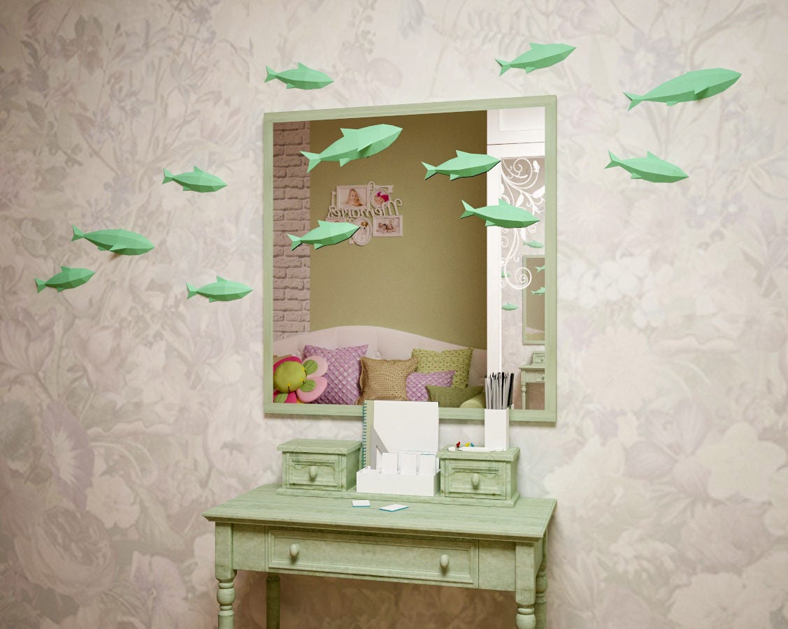 DIY Paper Fishes on Wall 3D Papercraft Fish Easy Paper Model - Etsy Canada