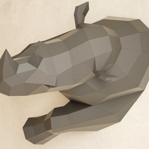 Papercraft Rhino, Paper Craft Rhinoceros, DIY Sculpture, PDF Template ...