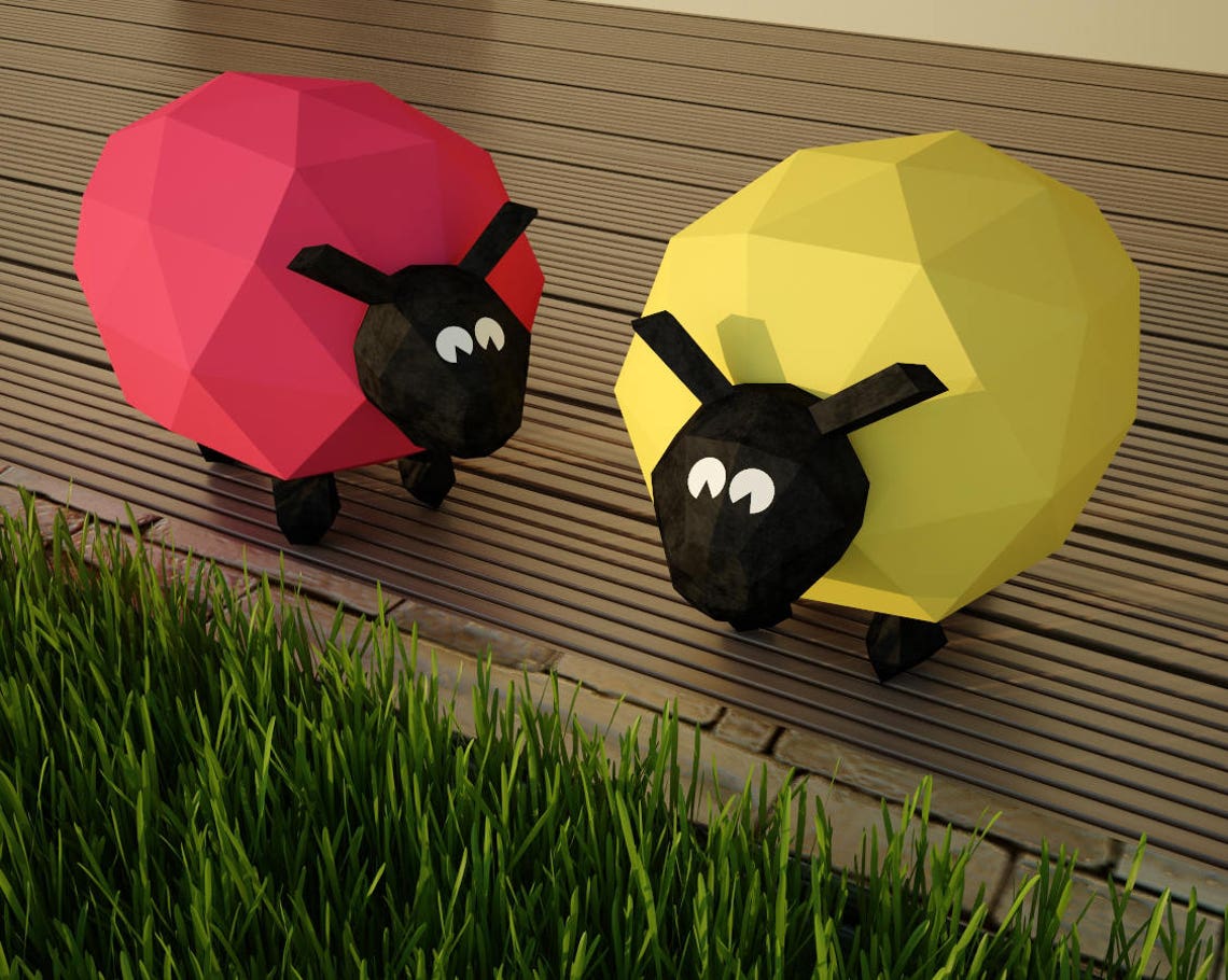 Papercraft Sheep, Paper Model Lamb, 3D Low Poly Sculpture Ram, PDF ...