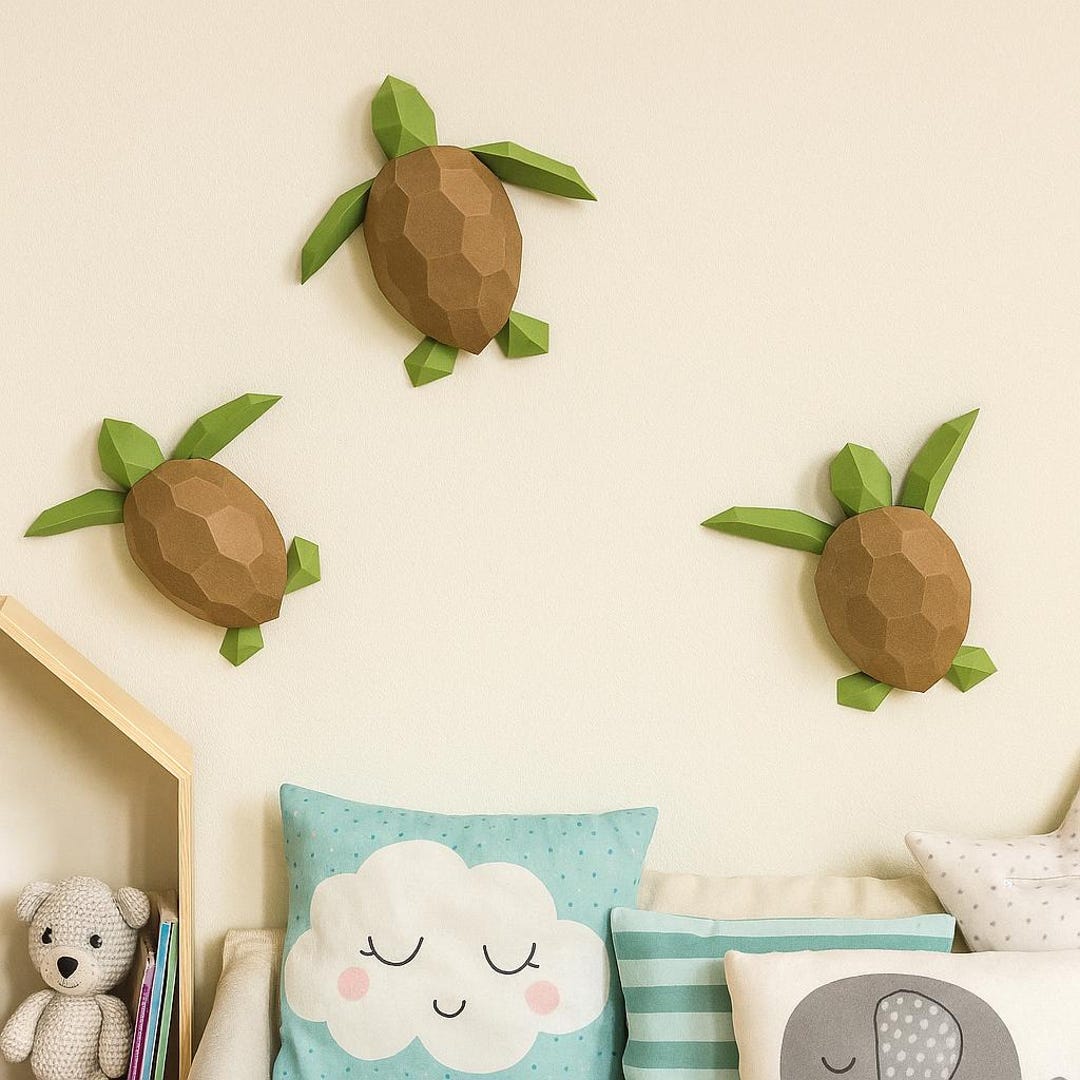 Papercraft Turtles, Paper Craft Turtle Model, Tortoise PDF Template, 3D ...