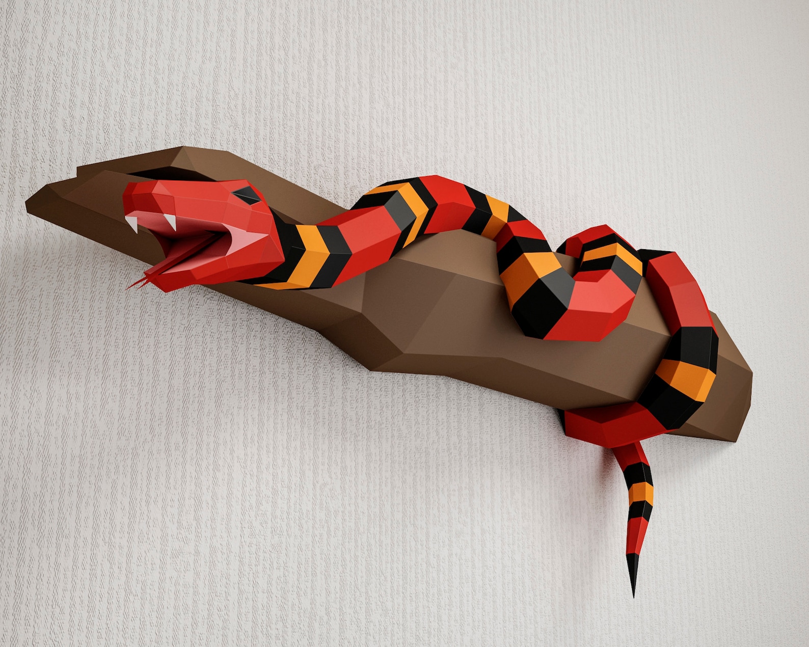 Papercraft Snake on a Branch, Scarlet King Snake Paper Craft 3D Model ...