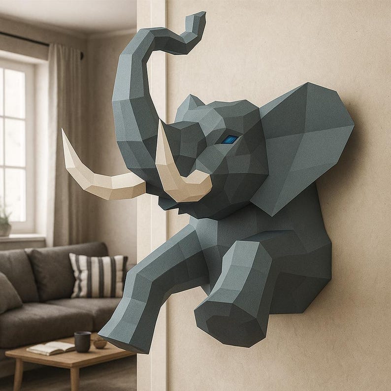 3D Papercraft Elephant, DIY Paper Craft Model, Art Project Ideas ...