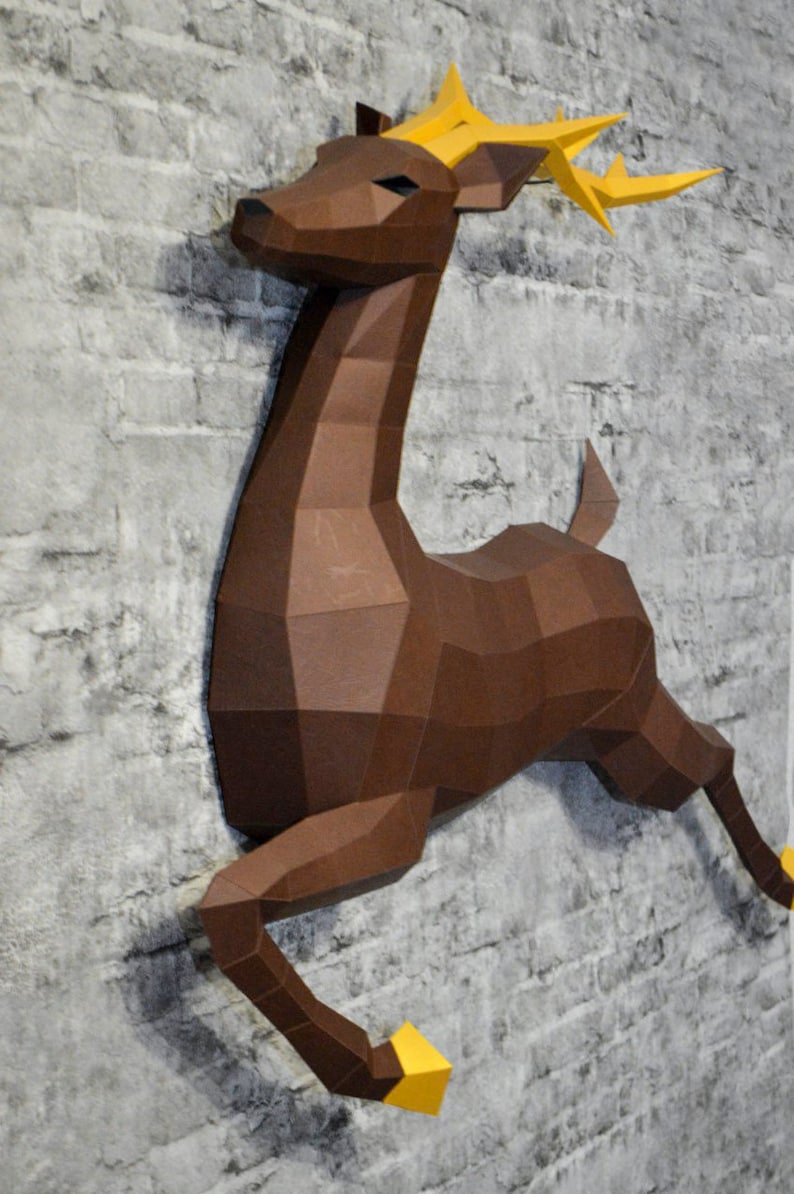 3D Papercraft Deer, Paper Craft Model Stag, Origami Caribou, DIY Kit ...