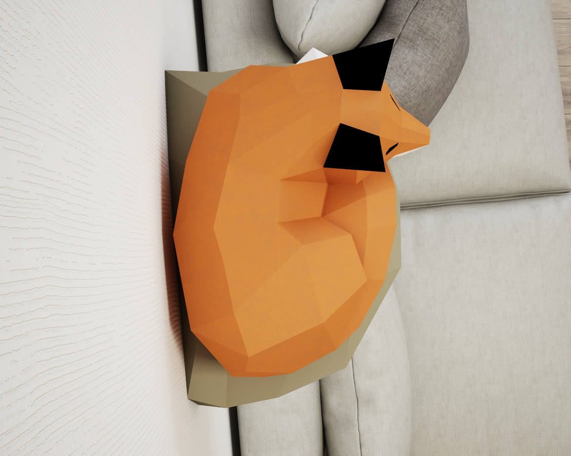 Papercraft Fox on Rock, Paper Model, 3d Paper Craft, Paper Sculpture ...