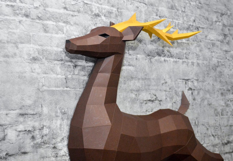 3D Papercraft Deer, Paper Craft Model Stag, Origami Caribou, DIY Kit ...