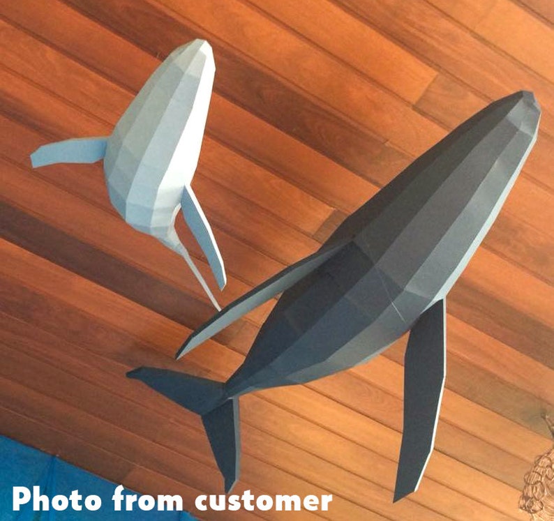 Papercraft Whale, 3D Family of Whales Paper Model, Paper Sculpture ...