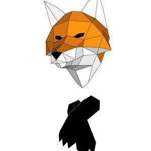 DIY Paper Fox With Paws, Polygonal Animal Trophy, Papercraft Pattern ...