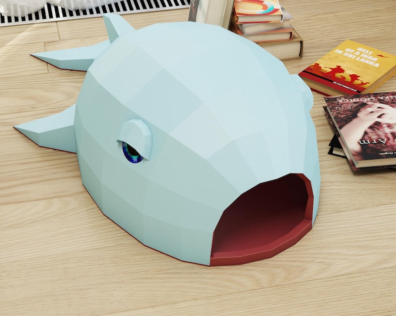 DIY Paper Cat House whale Papercraft 3D Cat Cave - Etsy New Zealand