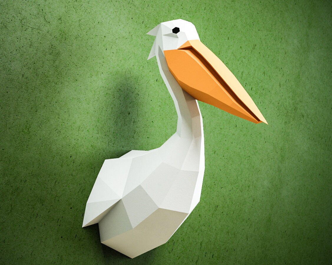 DIY Paper Pelican 3D, Papercraft Sculpture, Paper Craft Model, Low Poly ...