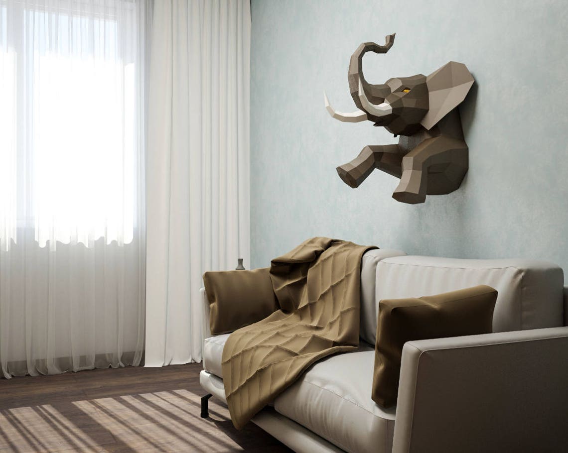 3D Papercraft Elephant DIY paper craft model Art Project | Etsy