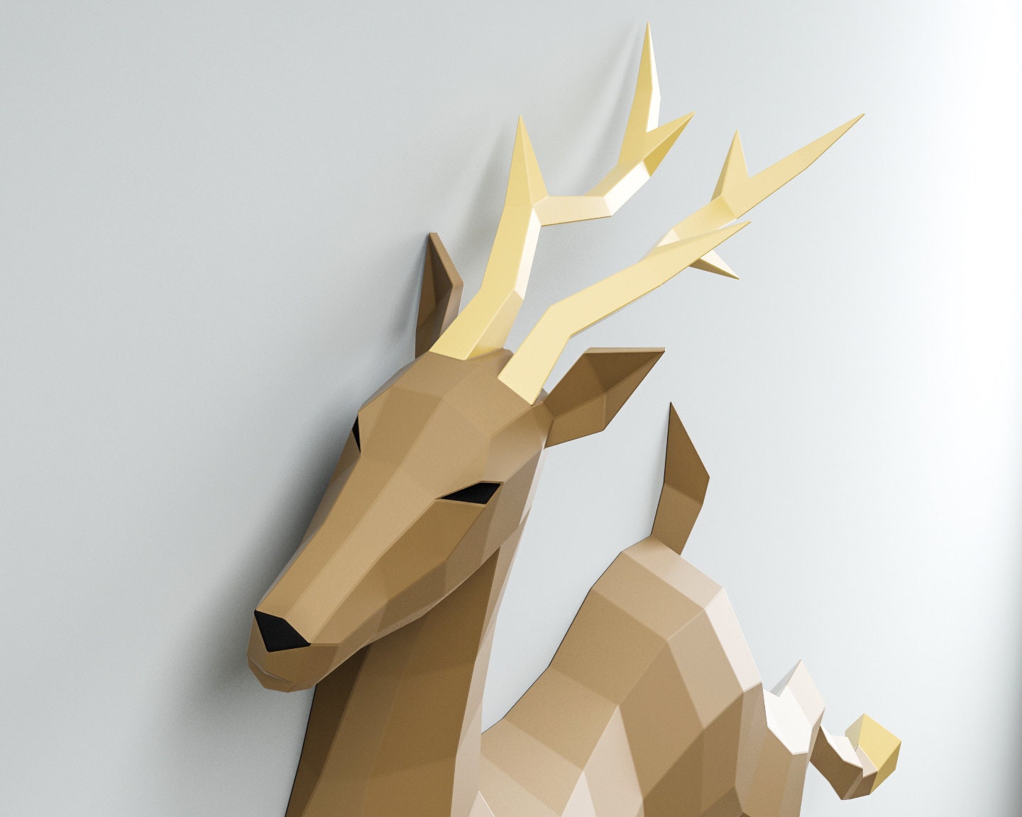 3D Papercraft Deer, Paper Craft Model Stag, Origami Caribou, DIY Kit ...