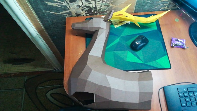 3D Papercraft Deer, Paper Craft Model Stag, Origami Caribou, DIY Kit ...