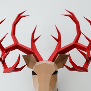 Papercraft Deer, Paper Animal Trophy, 3D Interior Sculpture Kit, Craft ...