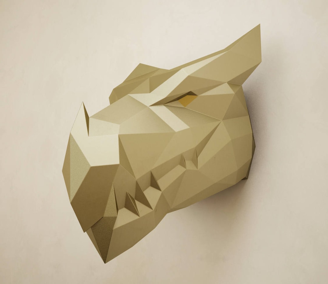 Papercraft Dragon Head Trophy, Papercraft 3D, Paper Model, DIY Black ...