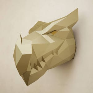 Papercraft Dragon Head Trophy, Papercraft 3D, Paper Model, DIY Black ...