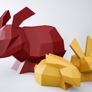Papercraft Bunny, 3D Paper Craft Model, Rabbits Family Paper Sculpture ...