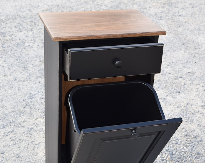 Wood Trash Can Tilt Out Trash Can Amish Handmade Made in - Etsy