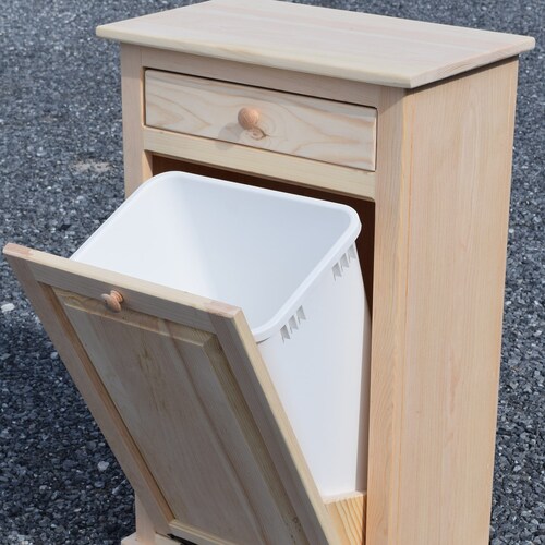 Wood Trash Can Wooden Trash Bin Unfinished Amish - Etsy