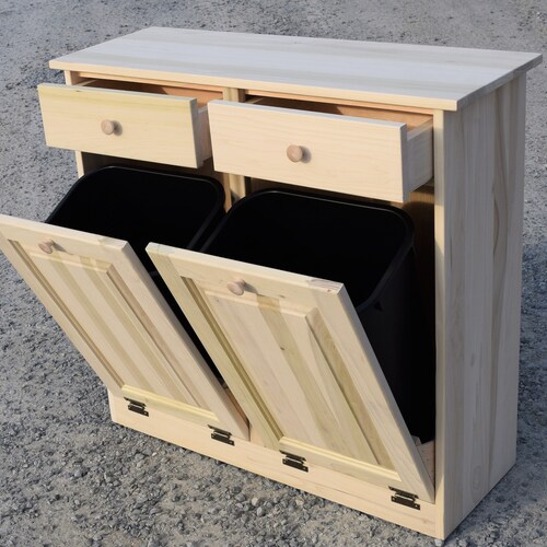 Wood Trash Can Wooden Trash Bin Unfinished Amish - Etsy