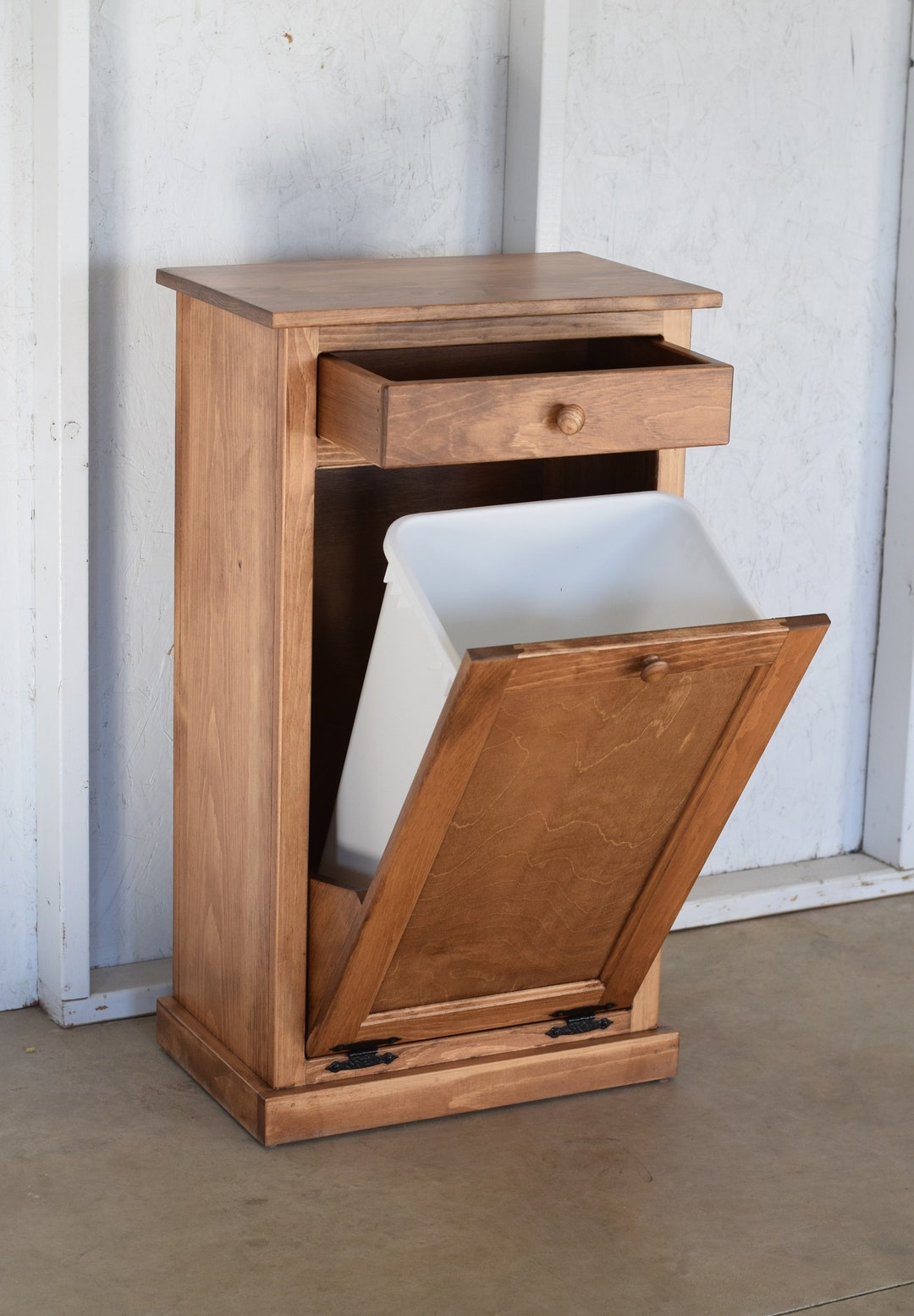 Trash Can | Primitive | Wooden Trash Bin | Extra Large | Shaker Door ...