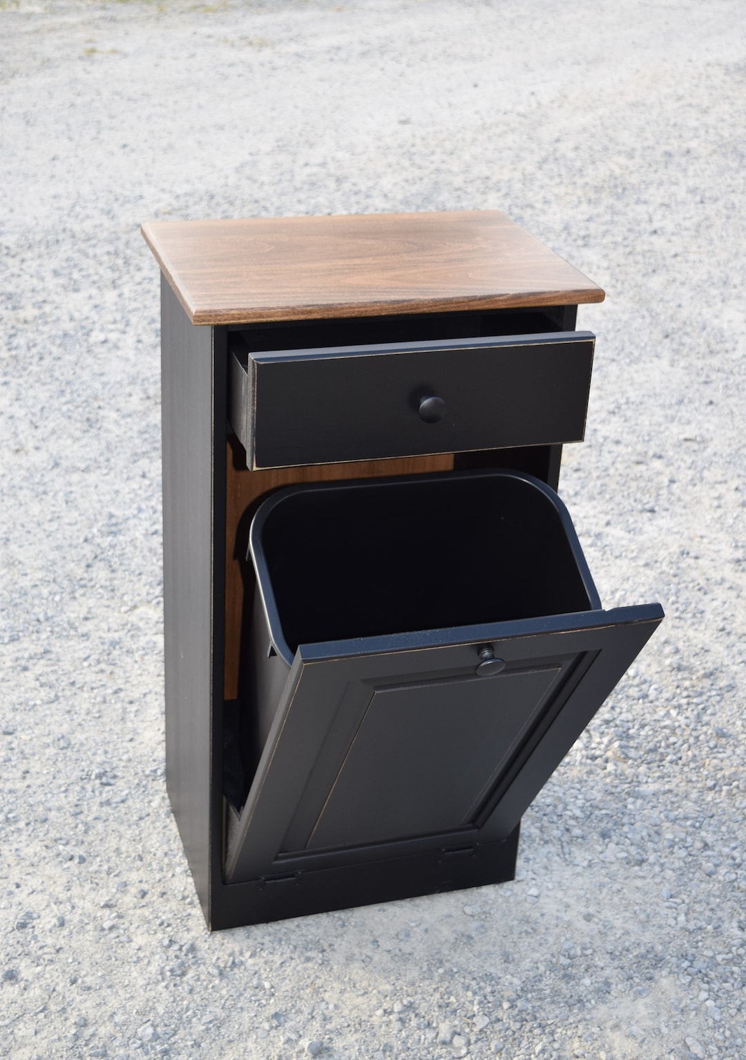 Trash Can Cabinet | Amish Handmade | Made in USA | Black & Modern ...