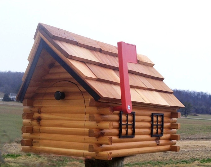 Cedar Mailbox Cedar Log Cabin Mailbox Amish Handcrafted Mailbox - Etsy