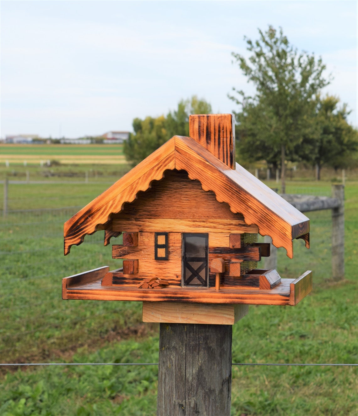 Bird Feeder Log Cabin Bird Feeder Log Cabin Amish - Etsy