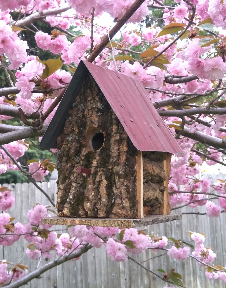 Wren Birdhouse Bark Reclaimed Tin Amish Handmade Made - Etsy