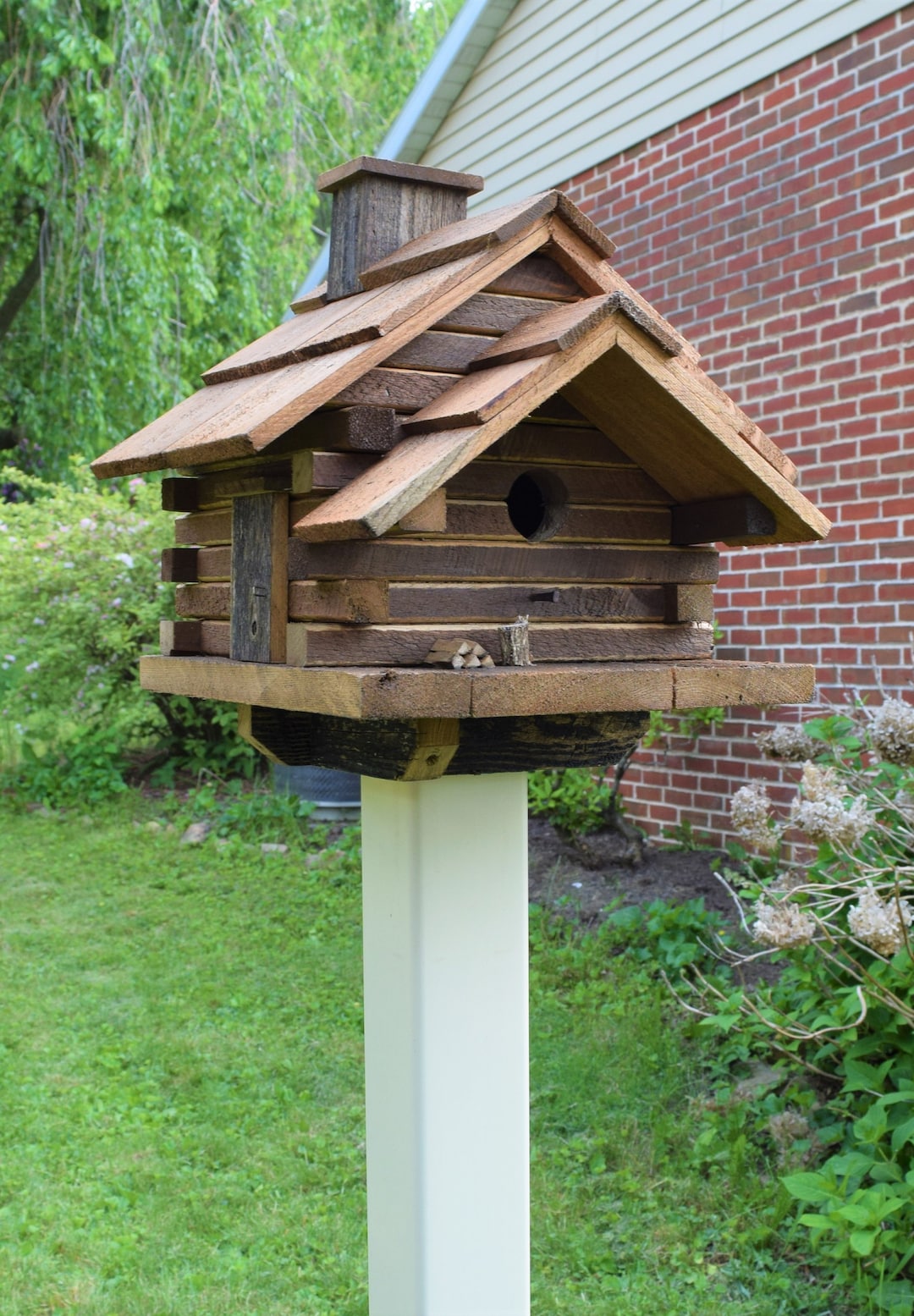 Small Bird House | Log Cabin Bird House | Reclaimed Wood Bird House ...