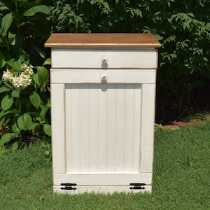 Amish Handmade Tilt-out Trash Can Cabinet | Rustic Pine, Distressed ...