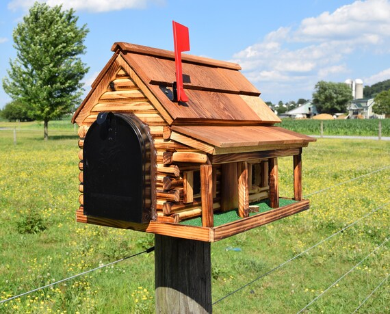 Amish Mailbox Log Cabin Mailbox Unique Mailbox Handmade - Etsy
