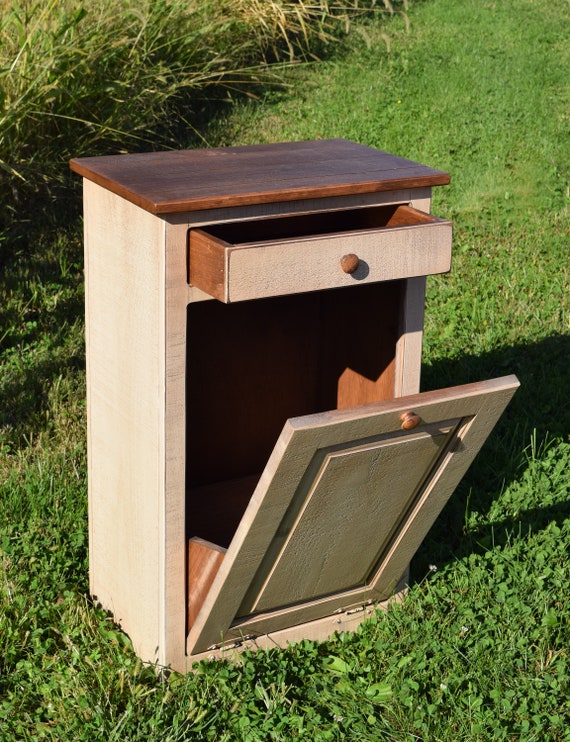 Wood Trash Can Amish Handmade Made in USA Sustainable - Etsy