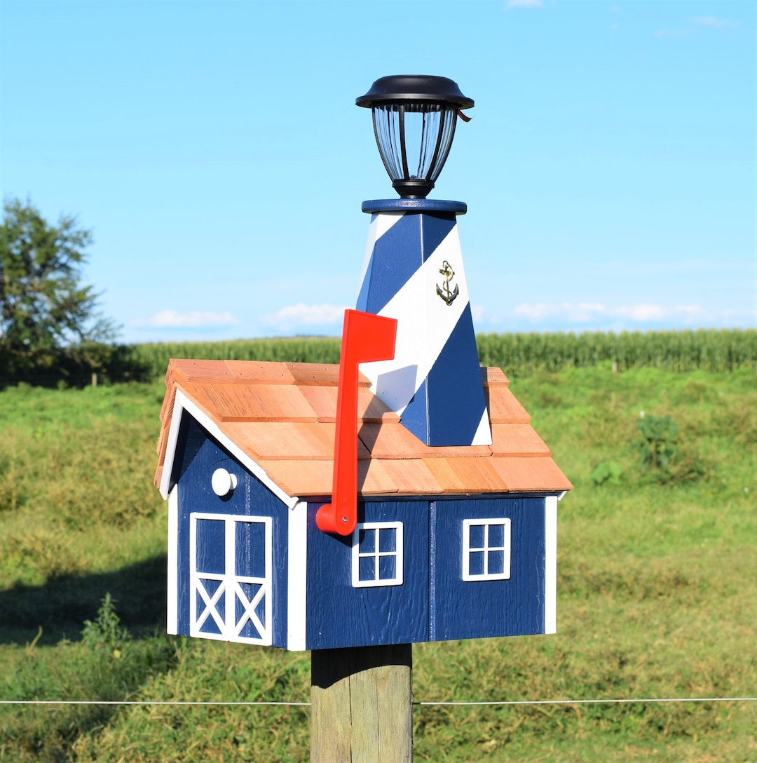 Amish Mailbox | Solar Light Mailbox | Lighthouse Mailbox | Amish ...