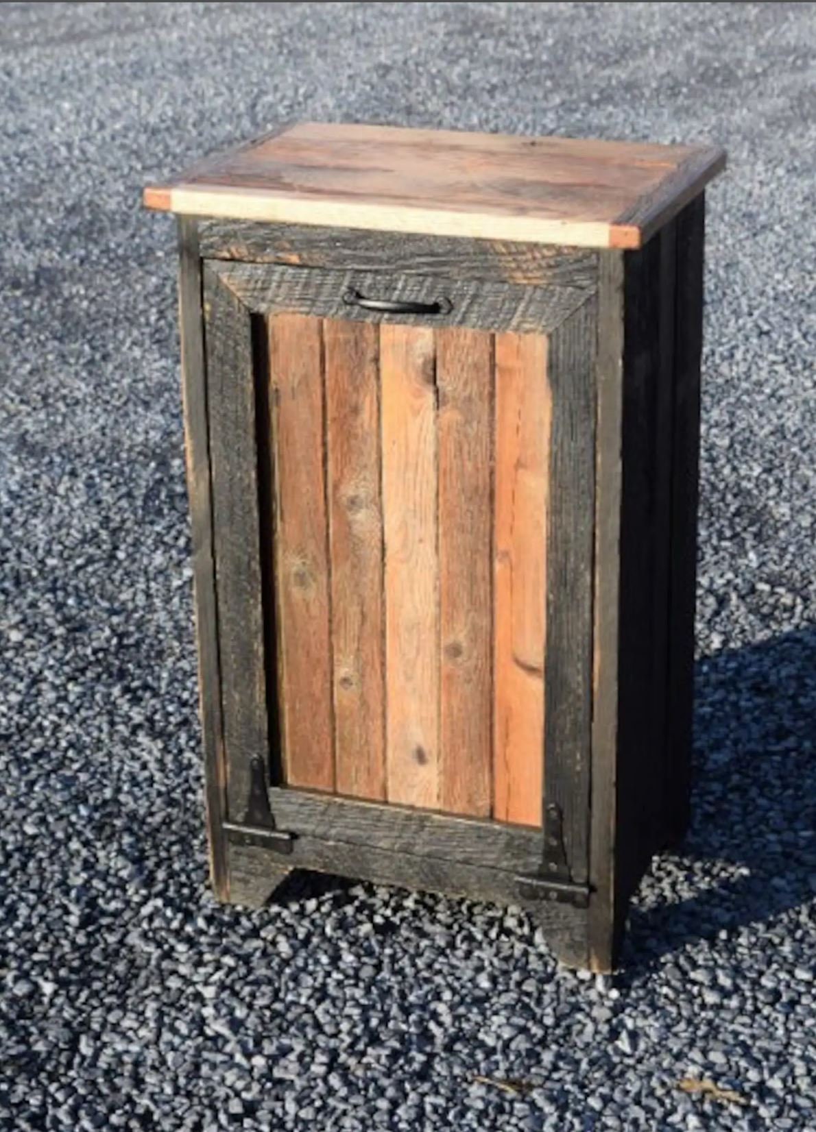 Rustic Trash Can Cabinet | Eco-friendly | Reclaimed Wood | Amish ...
