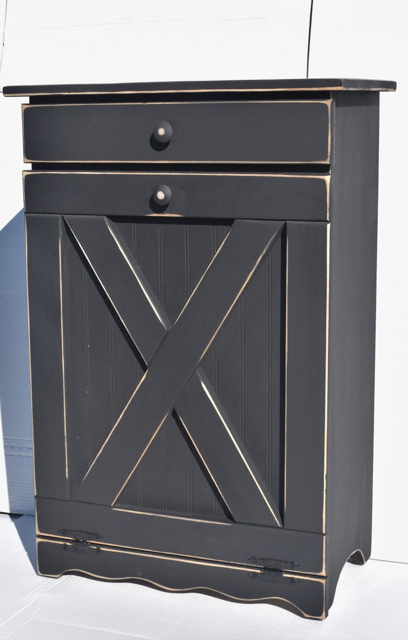 Amish Handmade Rustic Tilt-out Trash Can Cabinet | Distressed Pine Wood ...