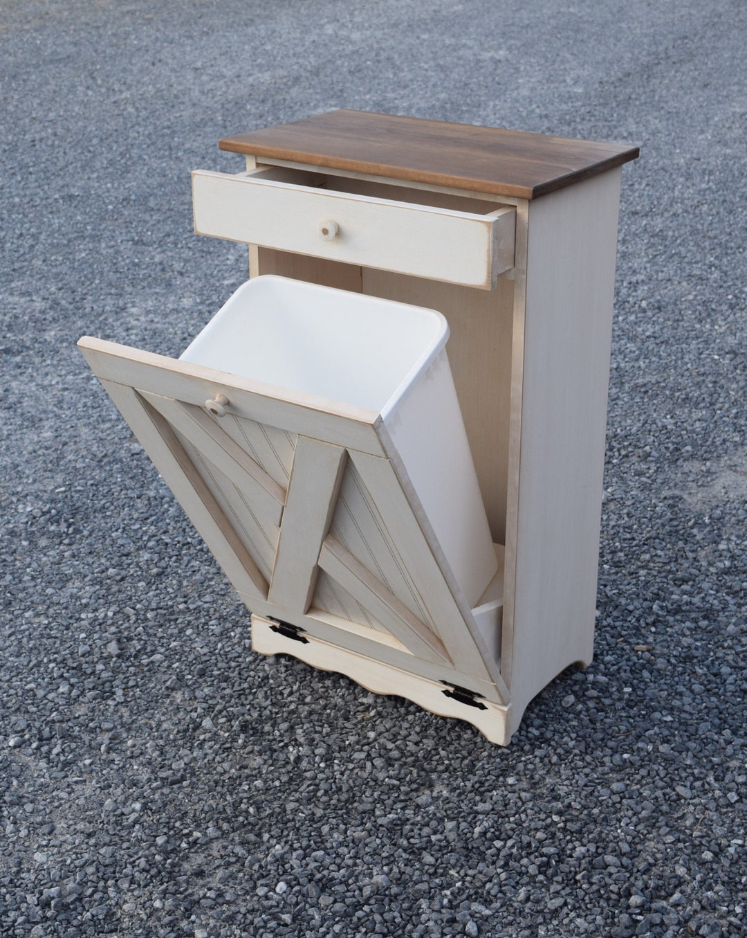 Amish Handmade Tilt-out Trash Can | Rustic Barn Door Cabinet, 50 Qt - Etsy
