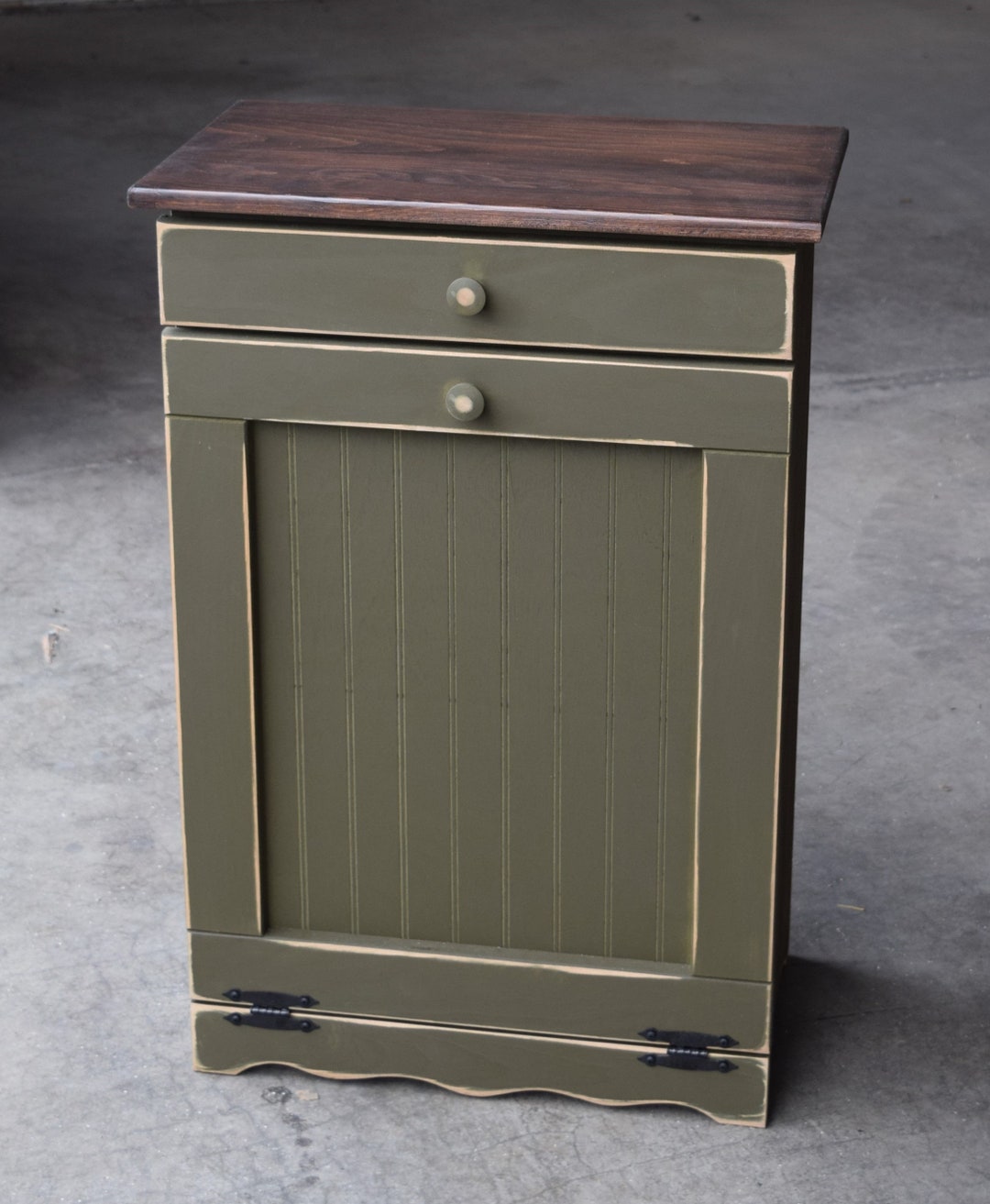 Amish Handmade Tilt-out Trash Can Cabinet | Rustic Pine, Distressed ...
