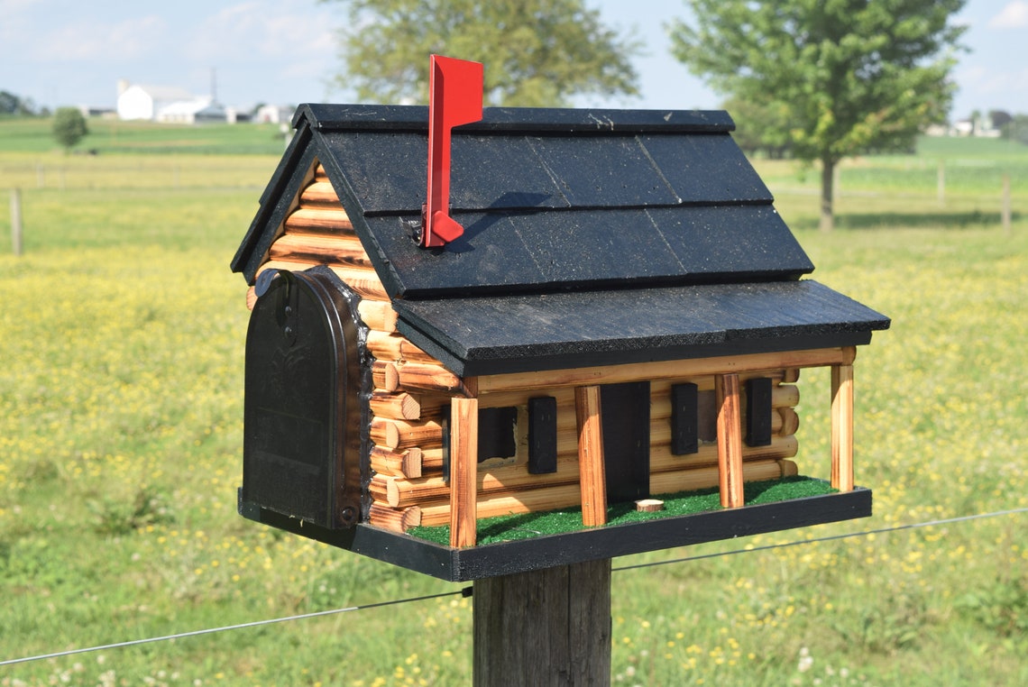 Log Cabin Mailbox Amish Handmade Mailbox Made in USA - Etsy