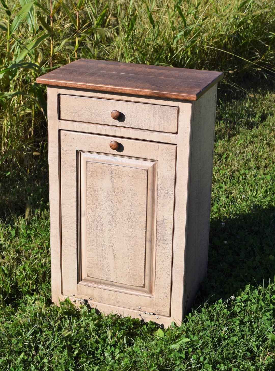 Wood Trash Can | Amish Handmade | Made in USA | Trash Bin | Rustic ...