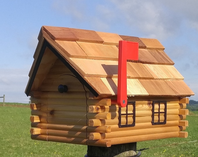 Log Cabin Mailbox Cedar Mailbox Wood Handmade Amish Country - Etsy