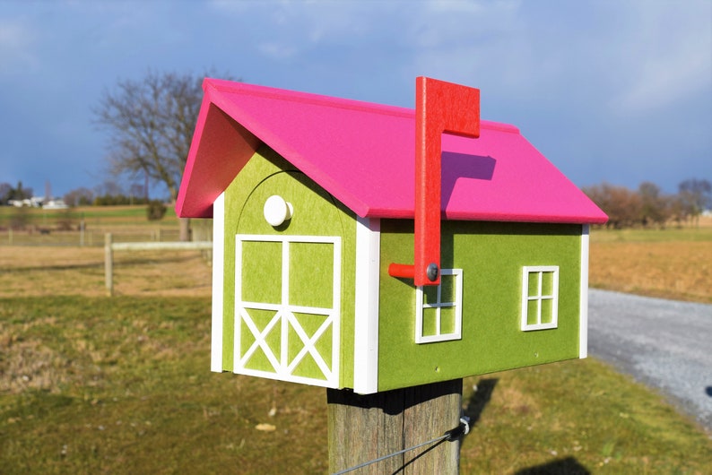 Amish Handmade Poly Lumber Mailbox | Colorful Barn Style, USA Made - Etsy