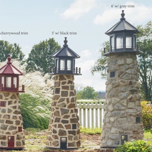 Amish Handmade Stone Garden Lighthouse | Outdoor Decor - Etsy