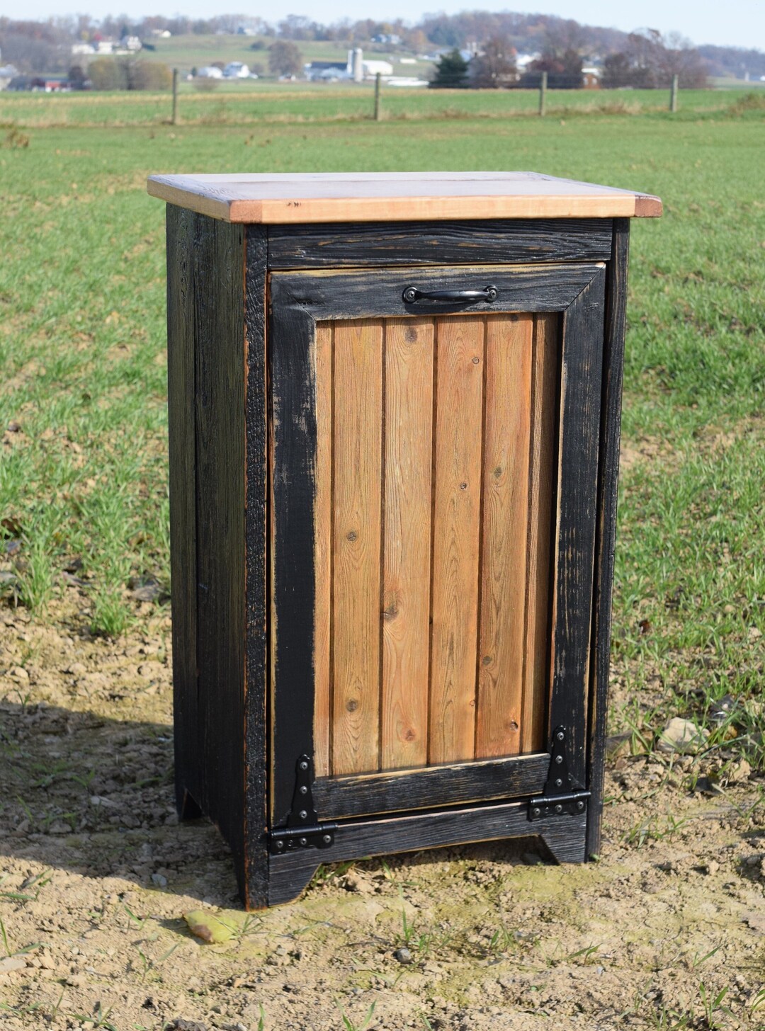 Rustic Trash Can Cabinet | Eco-friendly | Reclaimed Wood | Amish ...