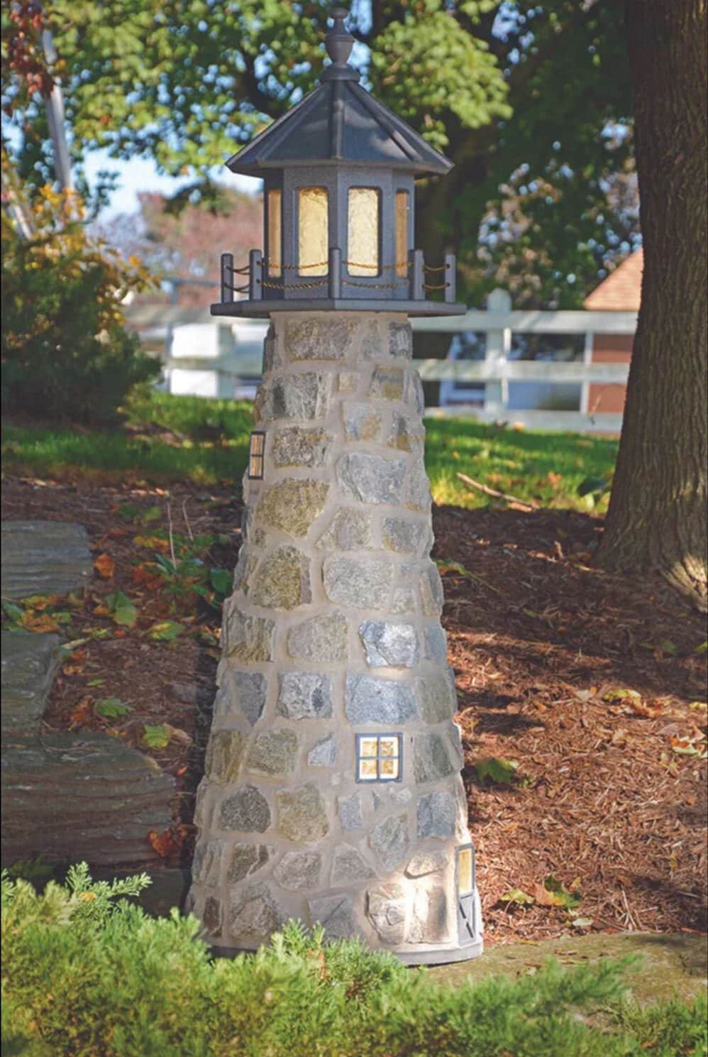 Amish Handmade Stone Lighthouse | Garden Decor With Lights - Etsy
