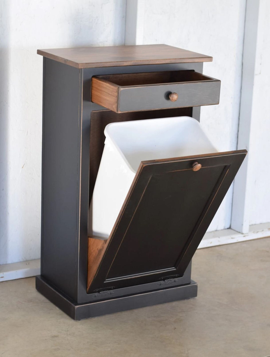 Amish Handmade Tilt-out Trash Can Cabinet | 50 Qt, Pinewood - Etsy