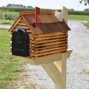 Log Cabin Mailbox, Cedar Shake Roof, Handmade, Amish Country Wooden ...