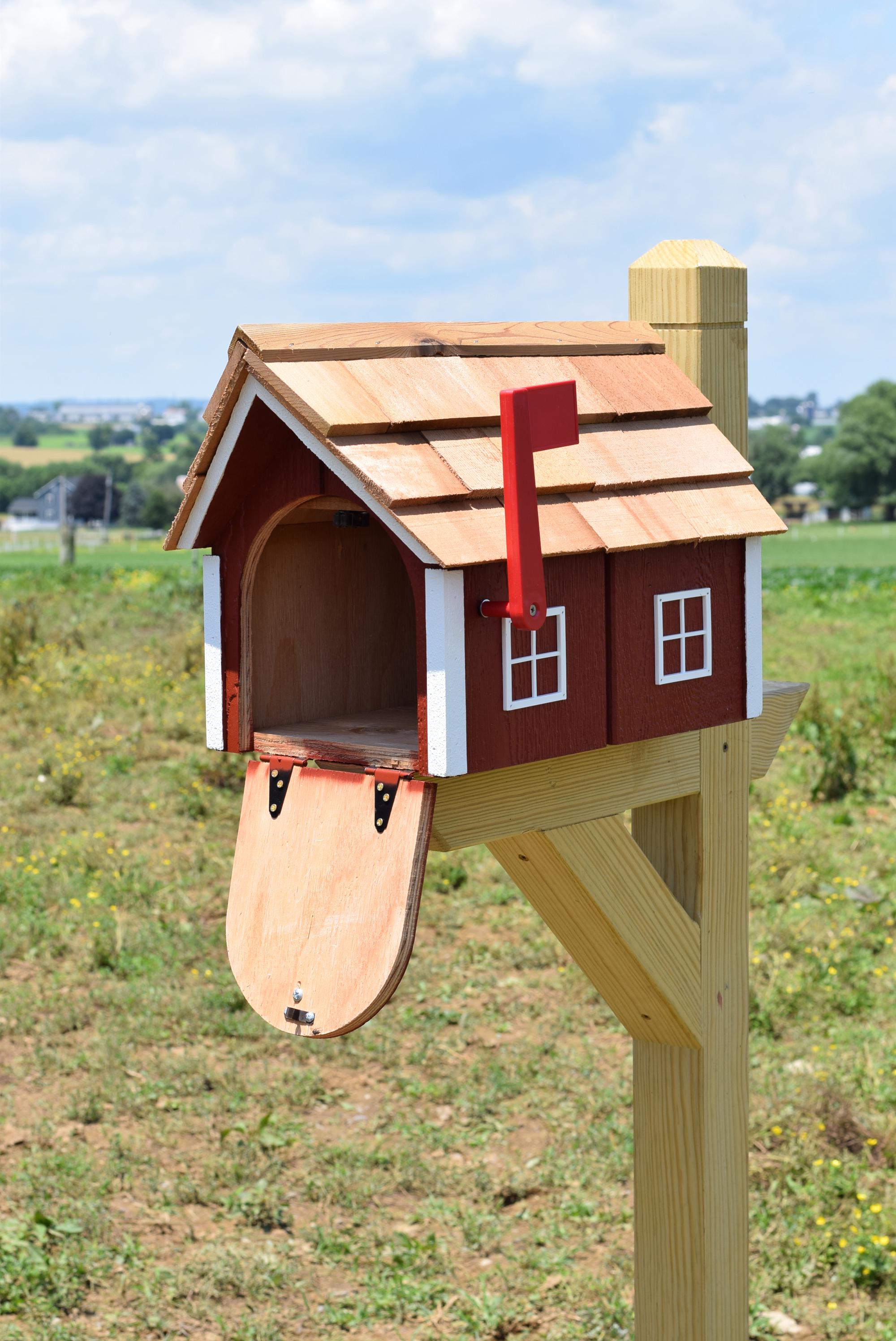 Amish Handmade Mailbox | Cedar Roof, Wood Trim - Etsy