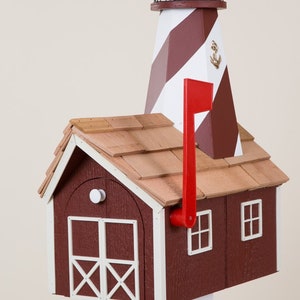 Amish Handmade Lighthouse Mailbox With Solar Light & Cedar Shingles - Etsy