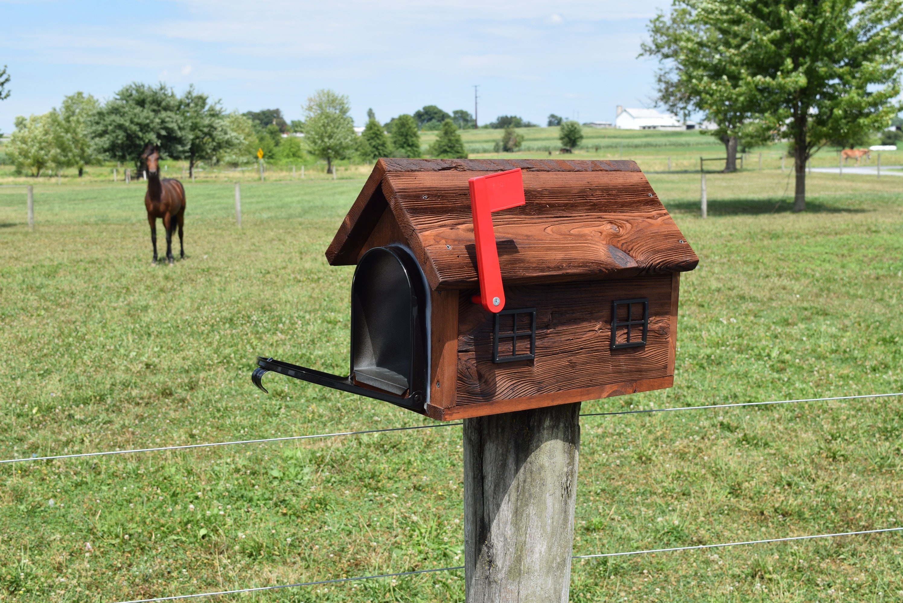 Reclaimed Barn Wood Log Cabin Mailbox | Amish Handmade - Etsy