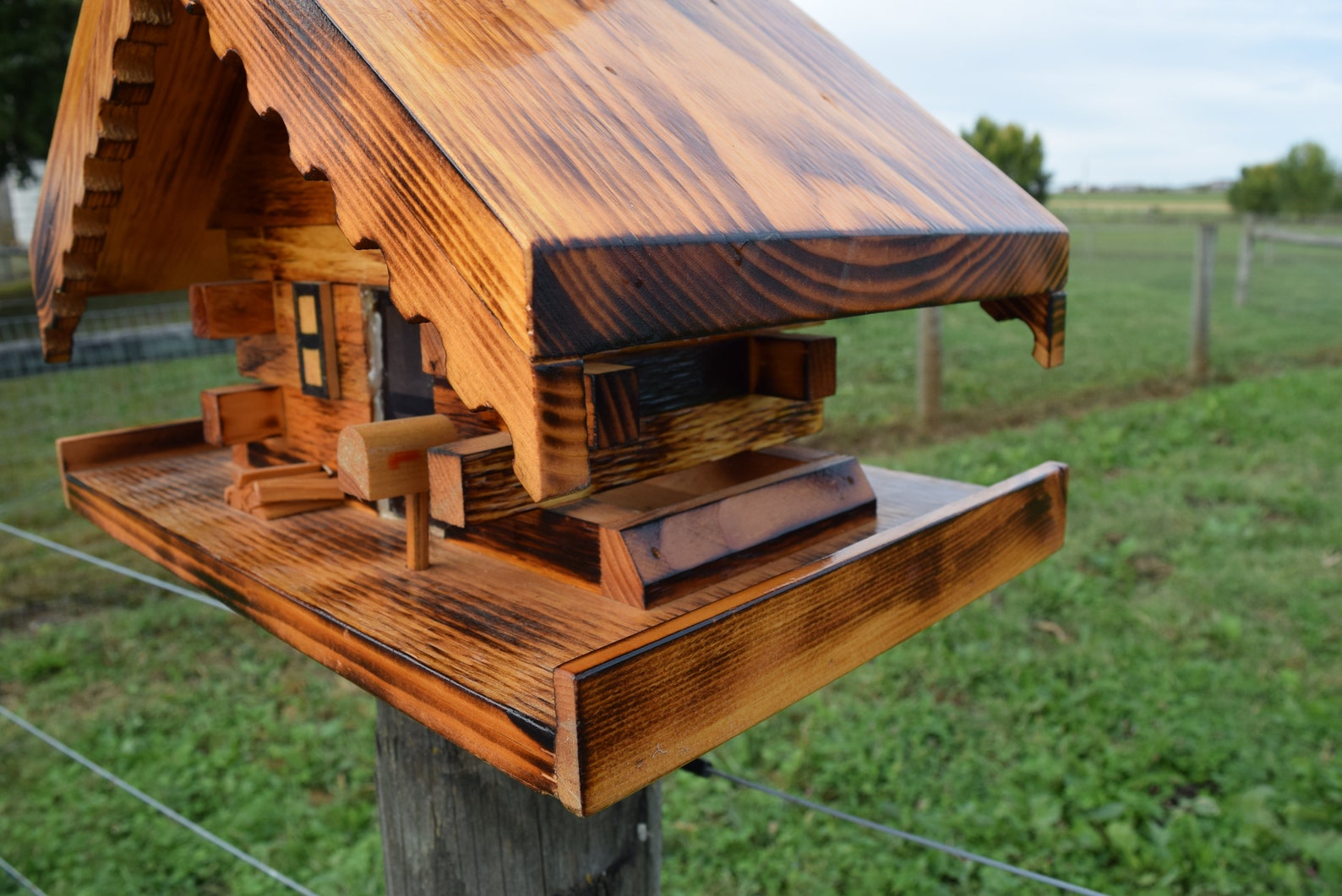 Bird Feeder Log Cabin Bird Feeder Log Cabin Amish - Etsy